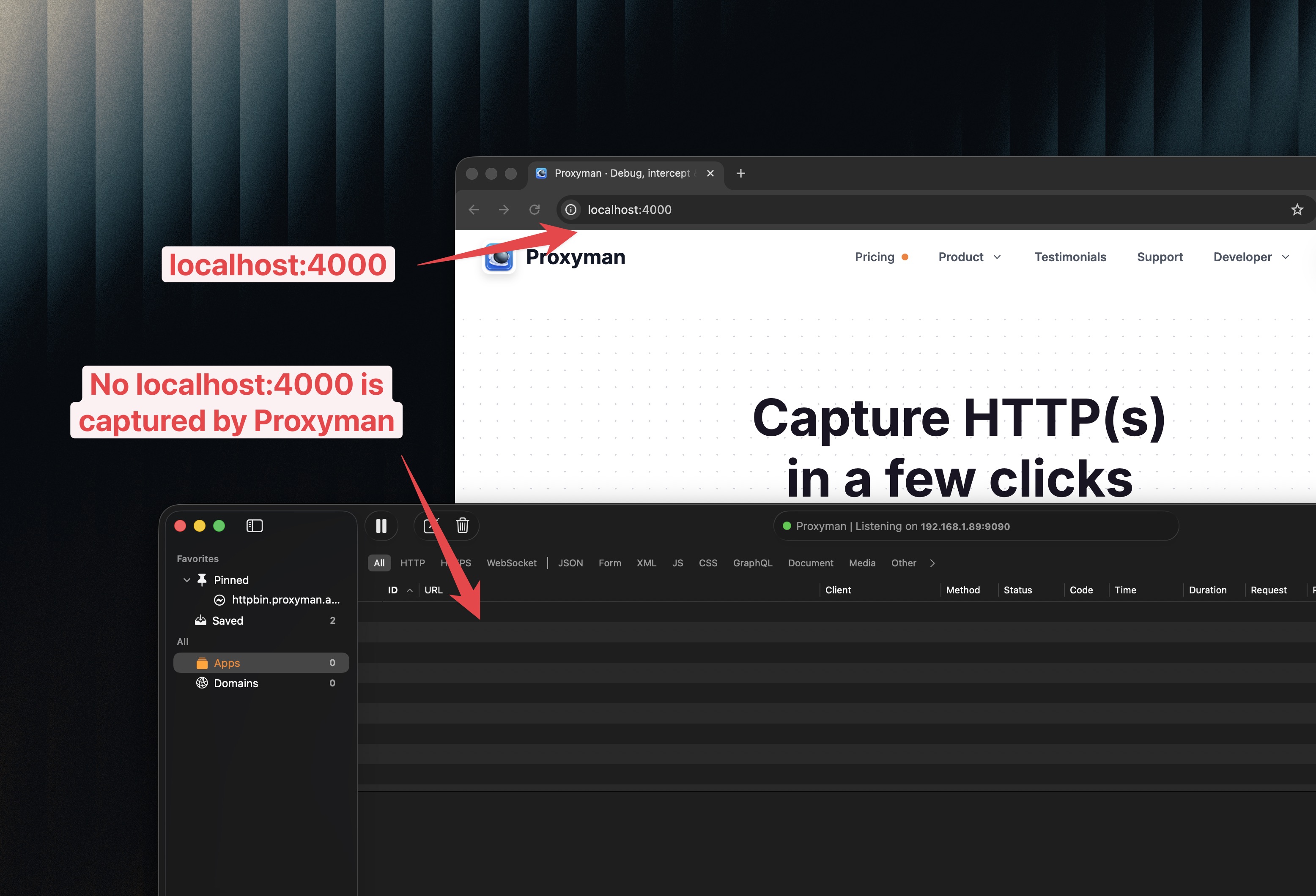 How to capture HTTP localhost traffic from Google Chrome (localhost:3000) · Proxyman